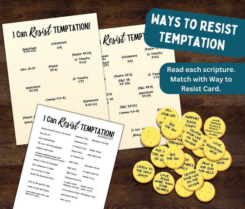 Temptation Activity Bundle - Scenarios, Scriptures Match, Gospel Helps ...