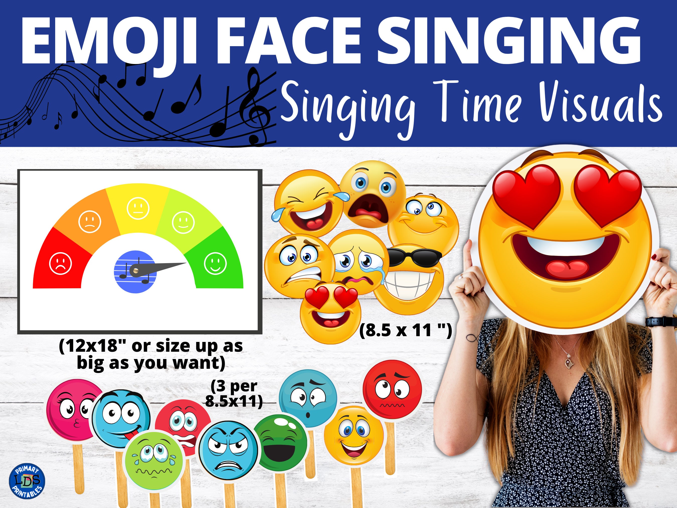 Emoji Singing Time Meter Poster & Emoji Faces Visuals - Etsy