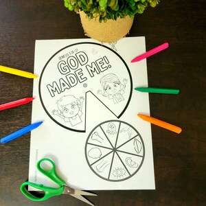 God Made Me Genesis & Psalm Coloring Spinner Wheels, Coloring Pgs ...