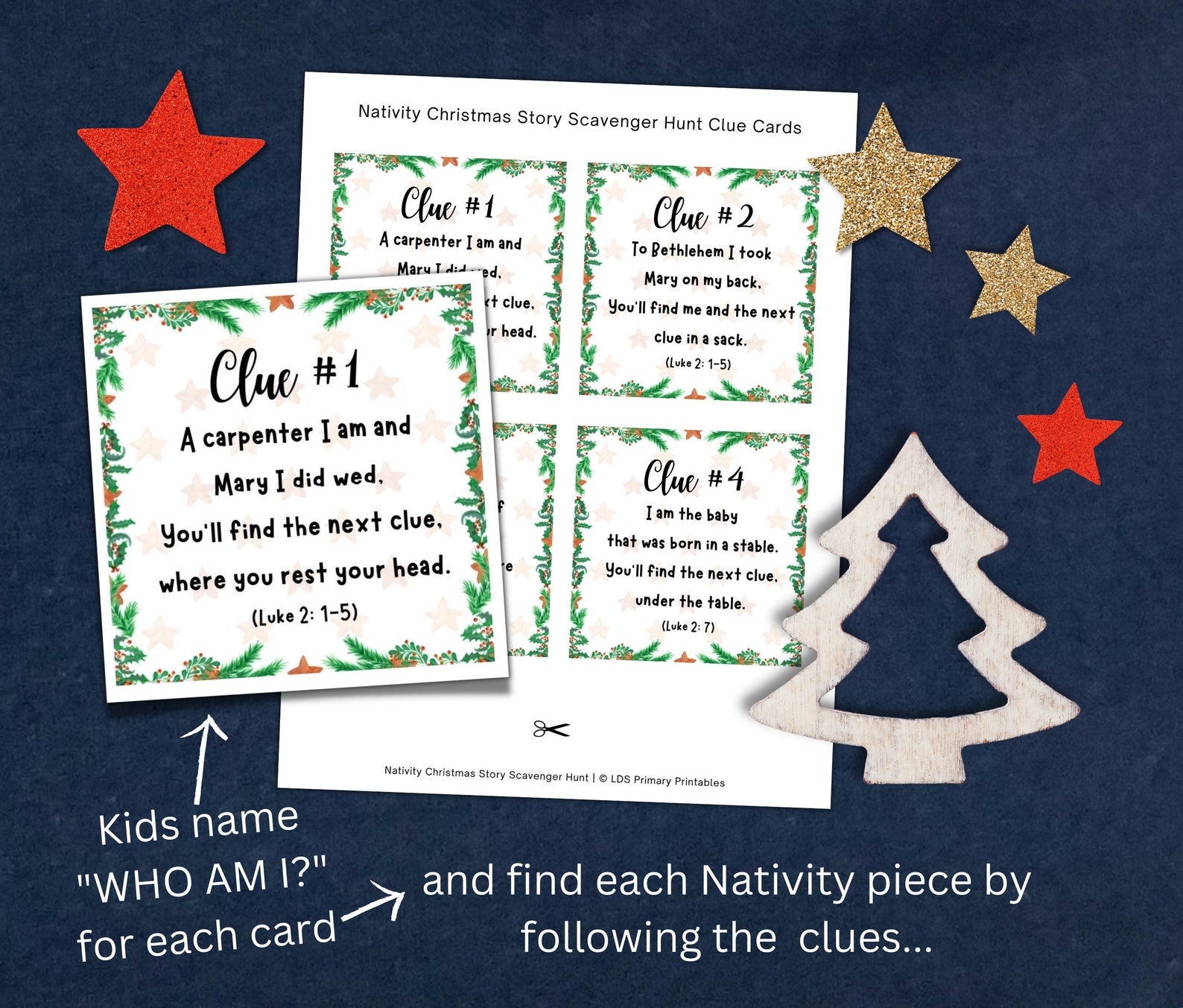 Nativity Christmas Bible Story Scavenger Hunt & Coloring Placemats ...