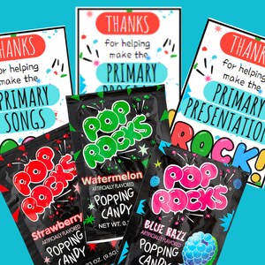 Pop Rocks Gift Tag: Thanks for Helping Make the Primary Program ROCK ...