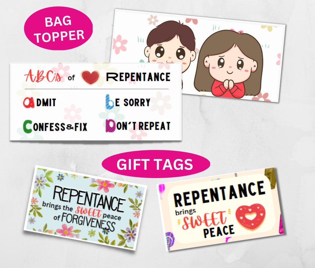 3 Repentance Gift Tags | Lesson Handout | Christian Gifts Bag Topper ...