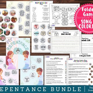 Repentance Activity Bundle: Matching, Coloring Page, Scriptures Trace ...