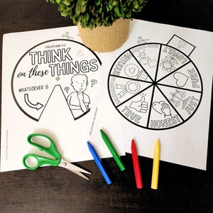 Think on These Things Philippians 4:8 Coloring Spinner Wheel AND Color ...