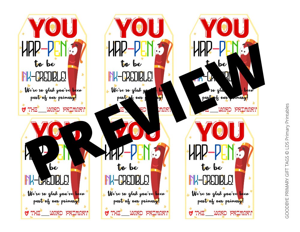 LDS Primary Goodbye Primary Gift Tags | Moving or Graduating | LDS ...
