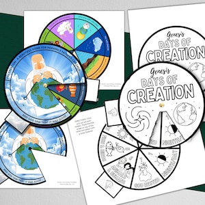 THE CREATION Genesis Scripture Story Wheels Color + B&W | Kid Bible ...