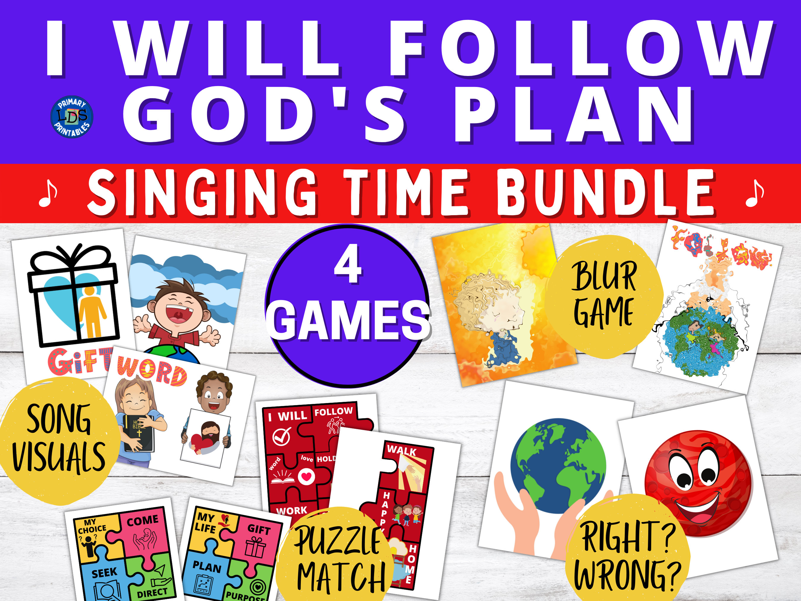 I Will Follow God's Plan Primary Singing Time Game Bundle | LDS Hymn ...