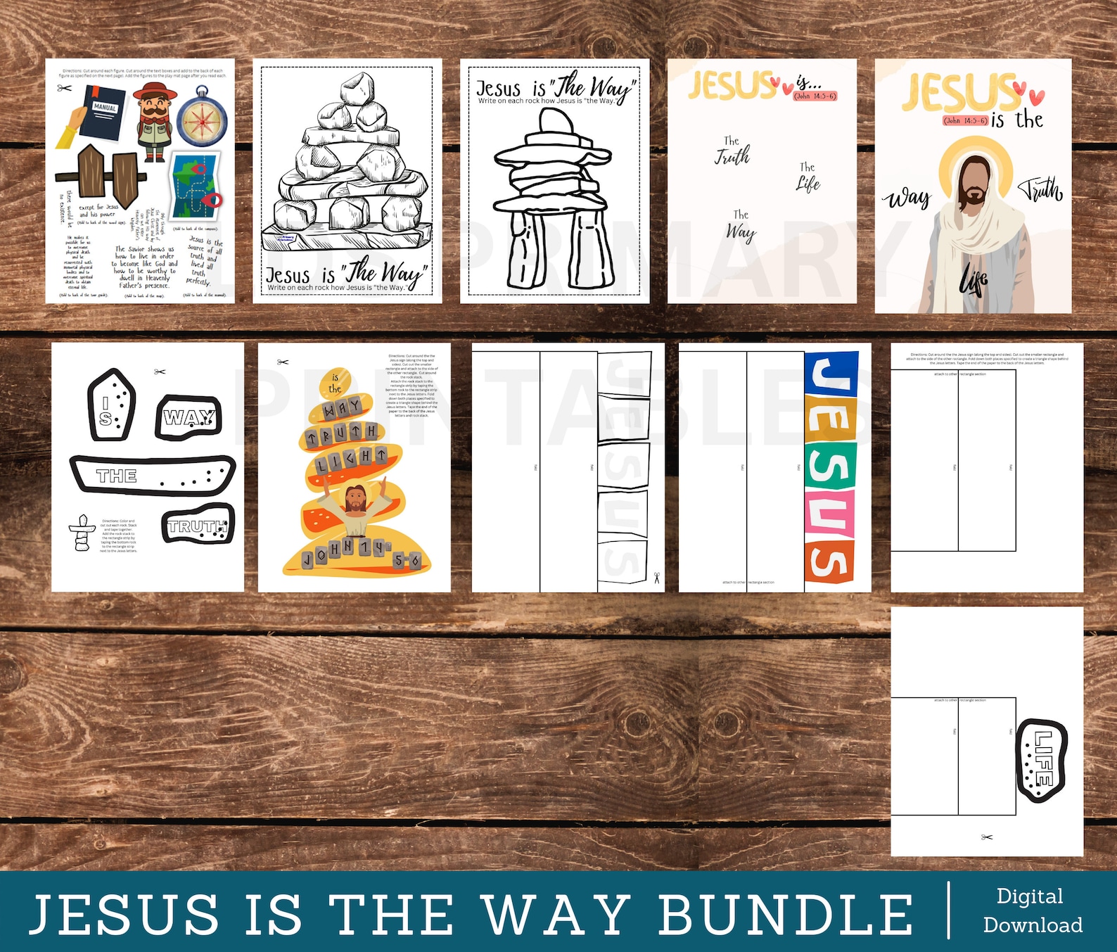 Jesus is the Way Bible Bundle Folder Game, Coloring/writing Pgs, Cairns ...