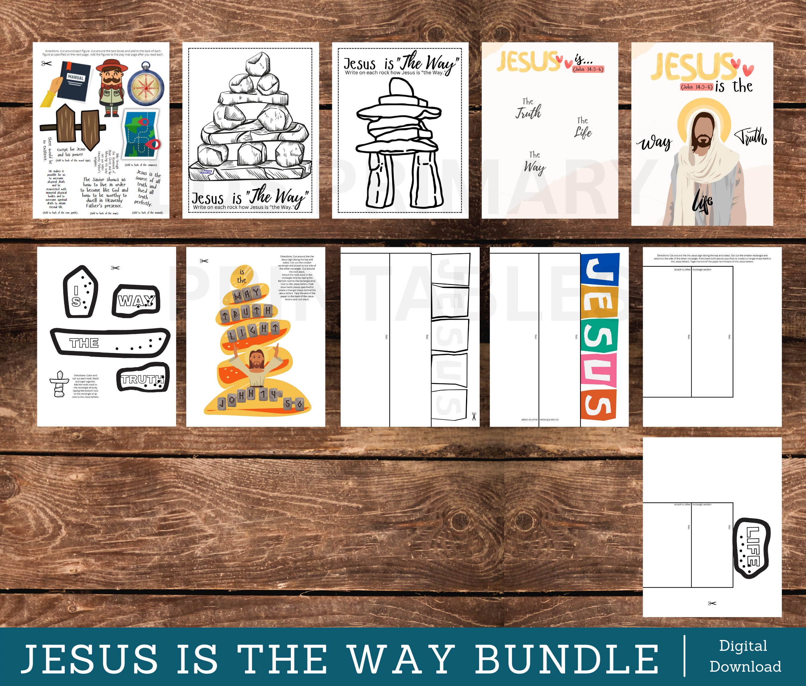 Jesus is the Way Bible Bundle Folder Game, Coloring/writing Pgs, Cairns ...