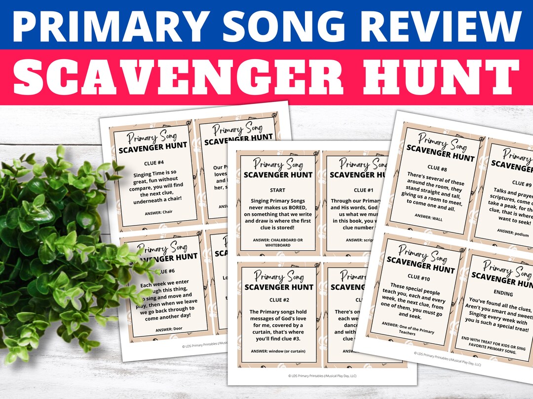 Primary Singing Time SCAVENGER HUNT | Primary Song Review | Primary ...