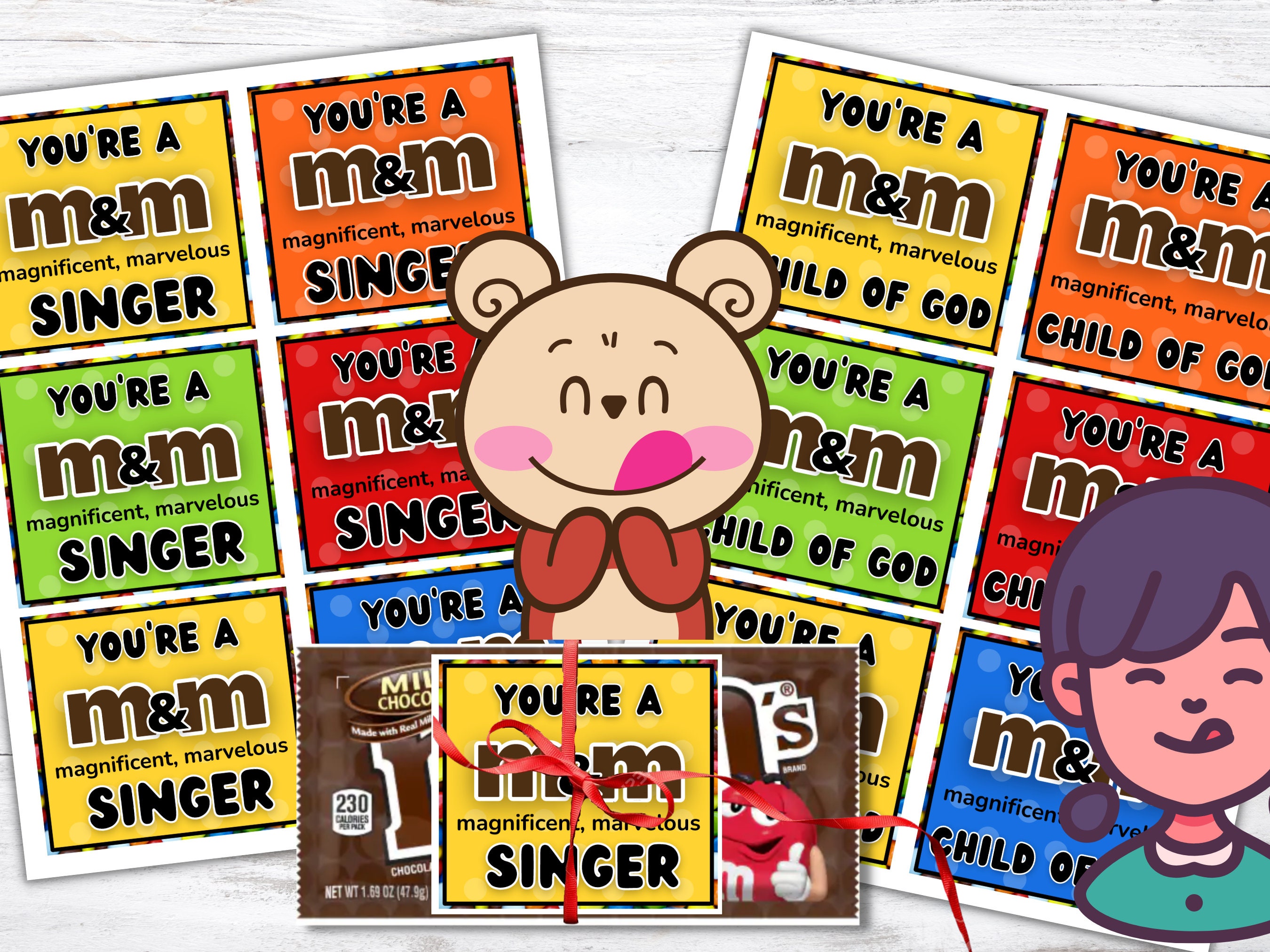 M&M Singer Thank-you or Child of God Gift Tags Christian Kids Gift LDS ...