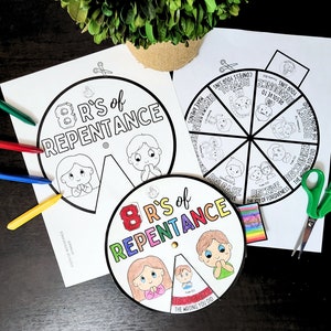 8 R's of Repentance Spinner Wheel & Coloring Page (mosiah 26:30) - LDS ...