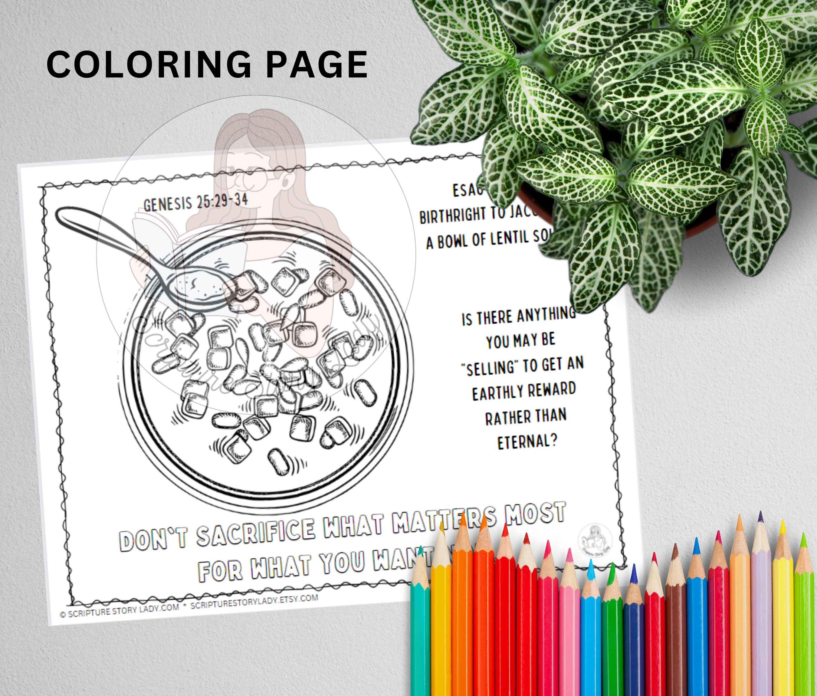Jacob and Esau Bible Coloring Spinner Wheel & Coloring Lesson Page Kid ...