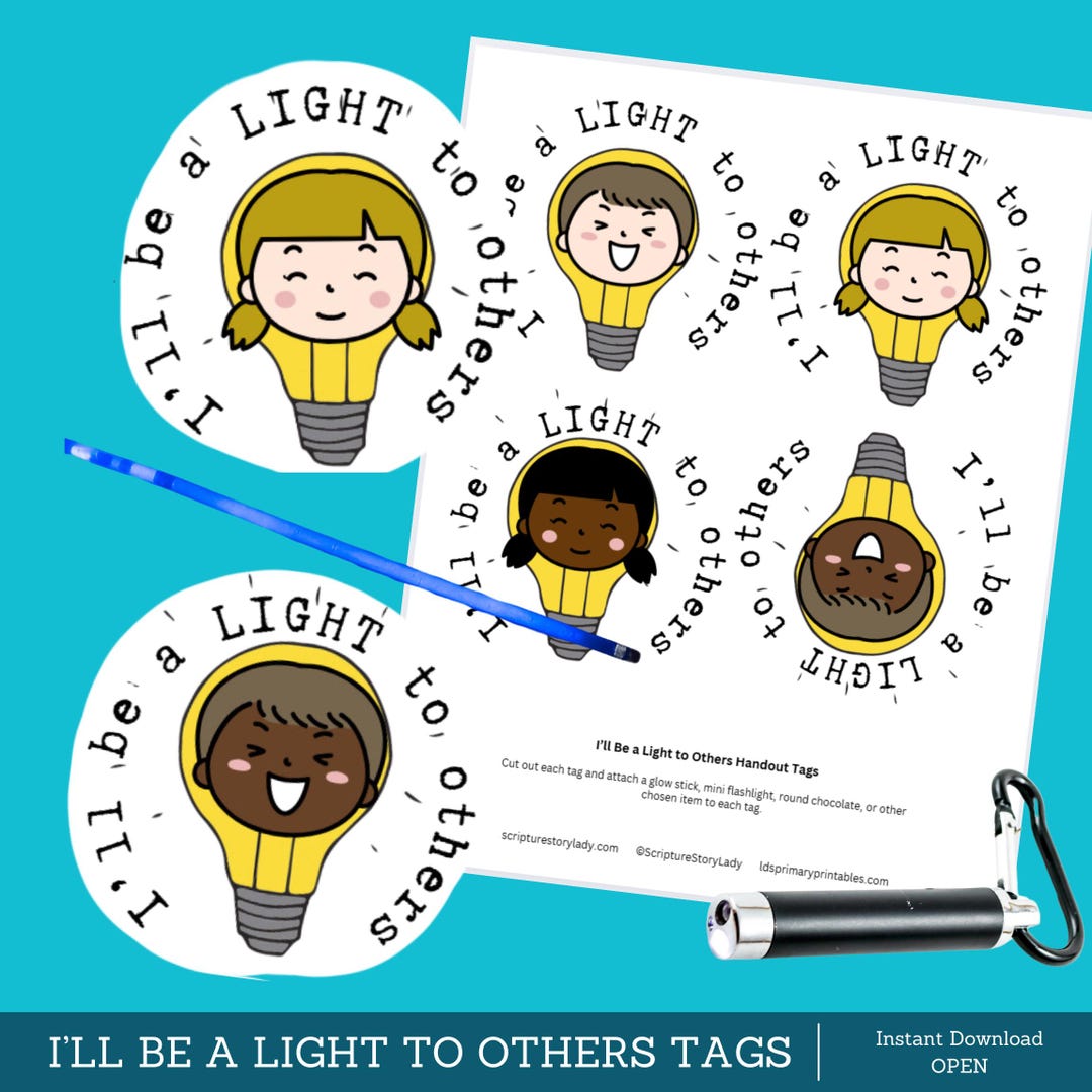 I'll Be a Light to Others Handout Tags, LDS Come Follow Me, Primary ...