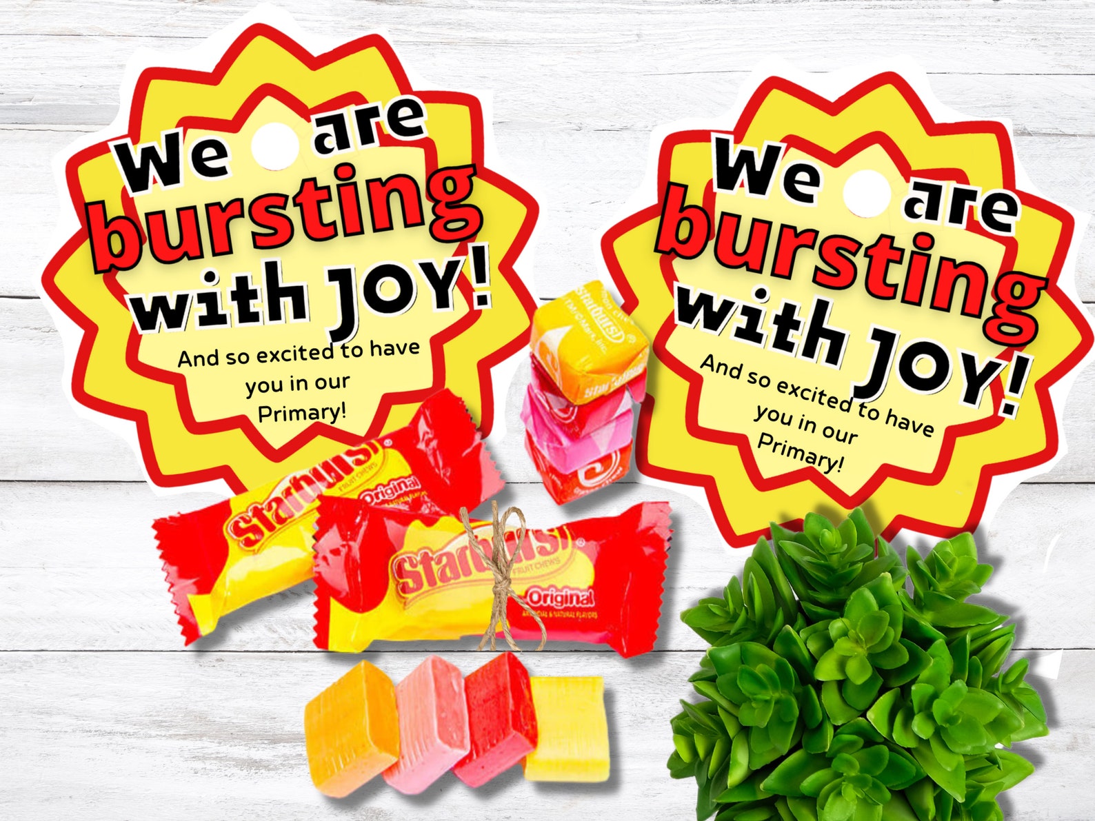 Starburst Gift Tags Welcome to Our Primary | LDS Primary Treat Tag ...