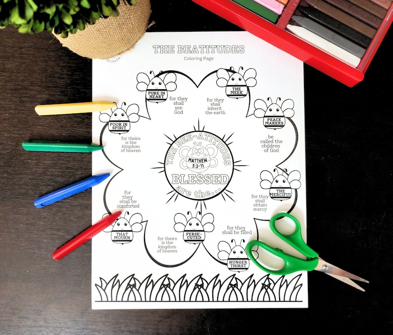 Beatitudes Kids Flower Crafts, Matching, Coloring, Sermon on Mount ...