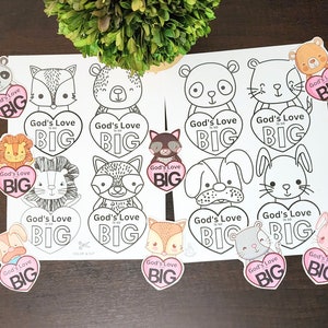 God's Love Kids Coloring Craft Bundle: God's Love so Big Animal ...