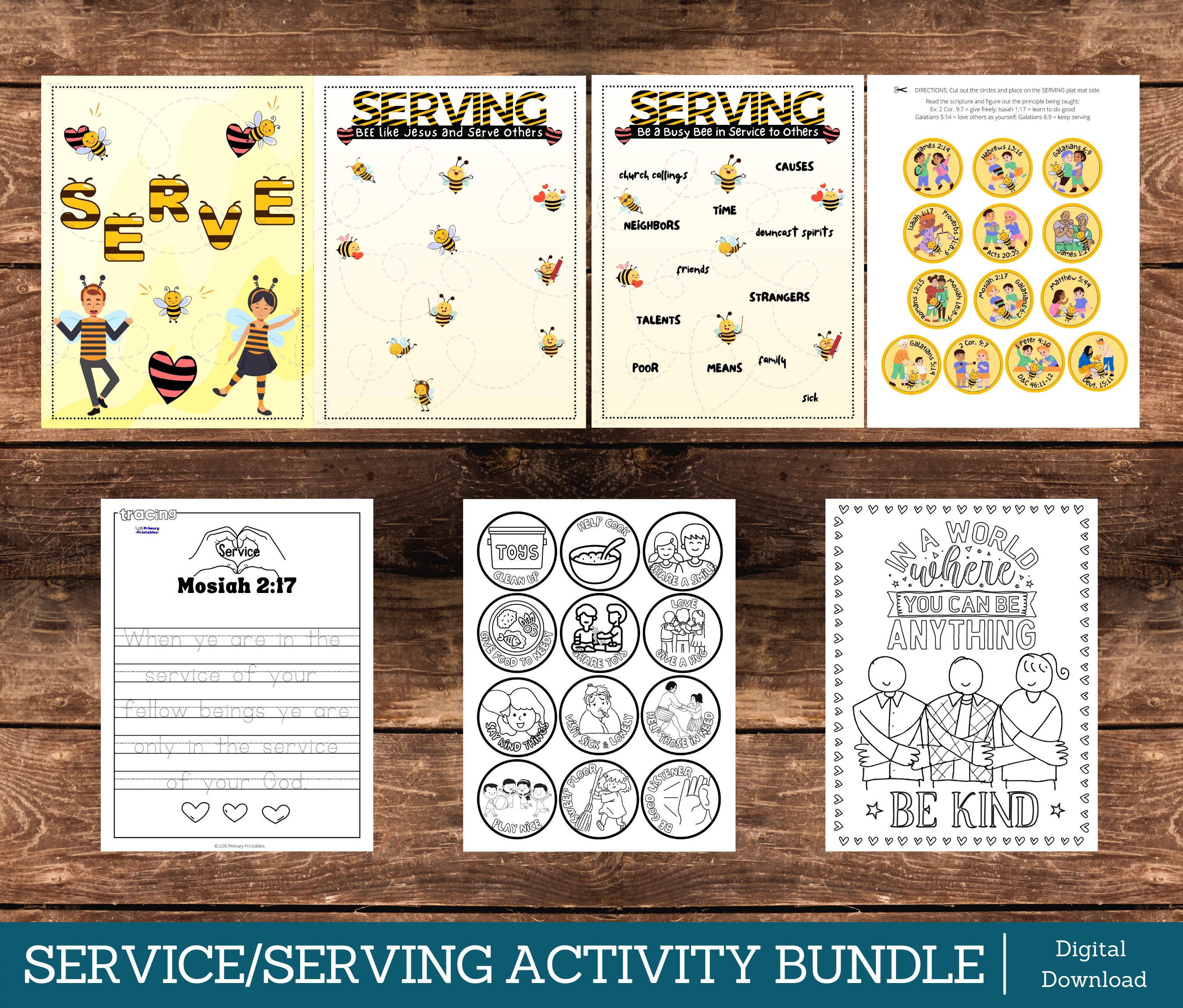 Service Serving Kids Activity Bundle: Ways to Serve, Be Kind Coloring ...