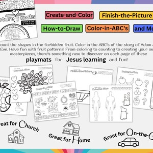 Adam & Eve 7 Scripture Activity Place Mats | Garden of Eden Genesis ...