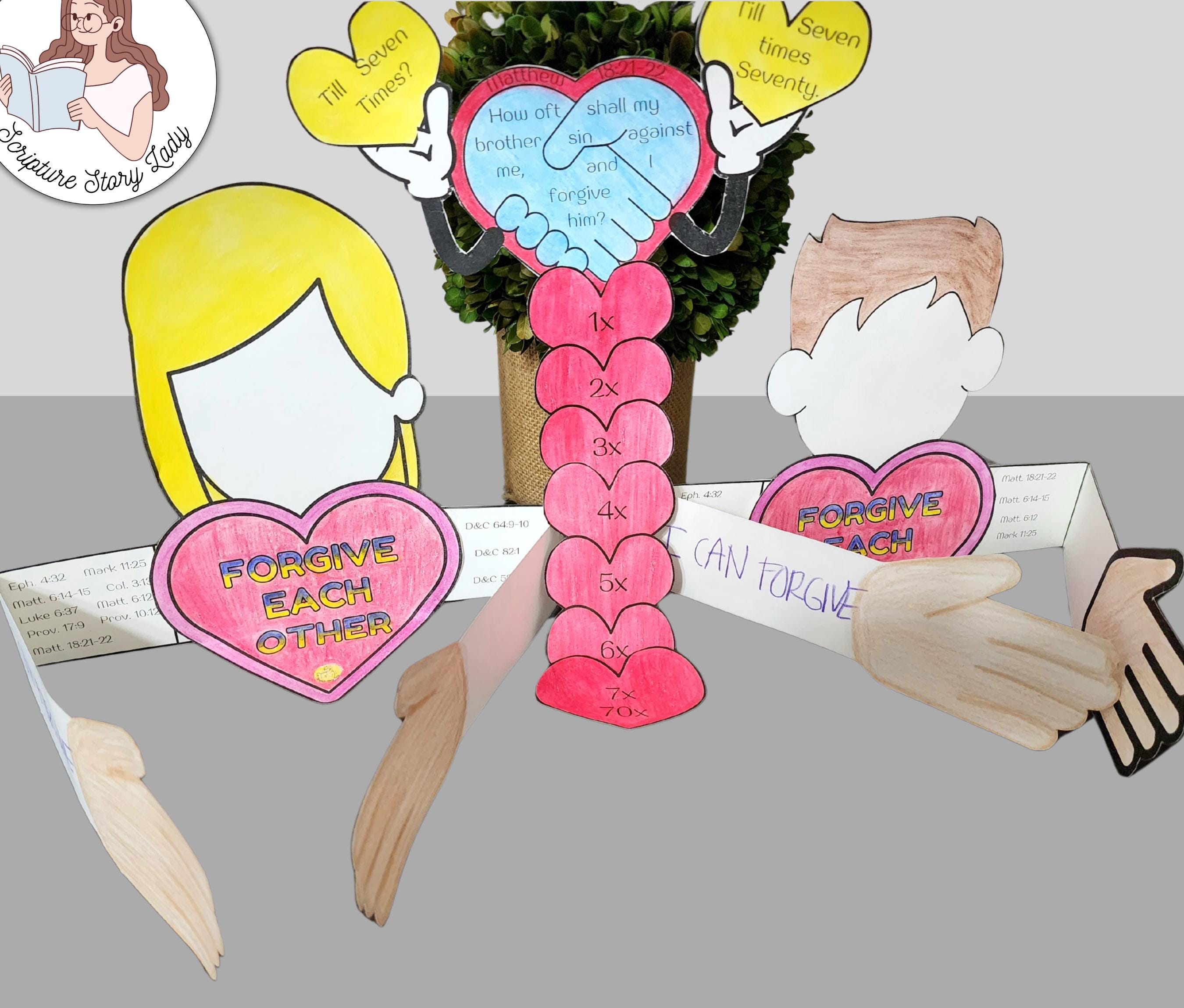 3 BIBLE-ONLY Forgiveness Kids Crafts: Forgive Long Arms Hug, 70x7 ...
