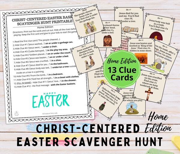 The Easter Story Scavenger Hunt Christian Easter Egg Hunt for Kids Holy ...