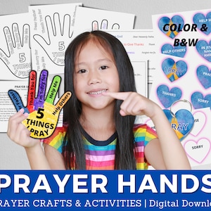 Learn to Pray: PRAYER HAND Craft & Flipbook 5 Finger, Bible Printables ...