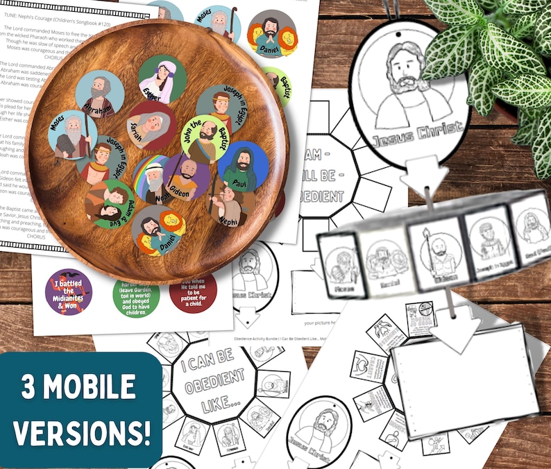 Obedience Kids Bible Activity Bundle Scripture Figures Card Match ...