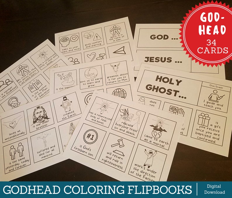 Godhead: Jesus, Heavenly Father God, Holy Ghost Coloring Flipbook | LDS ...