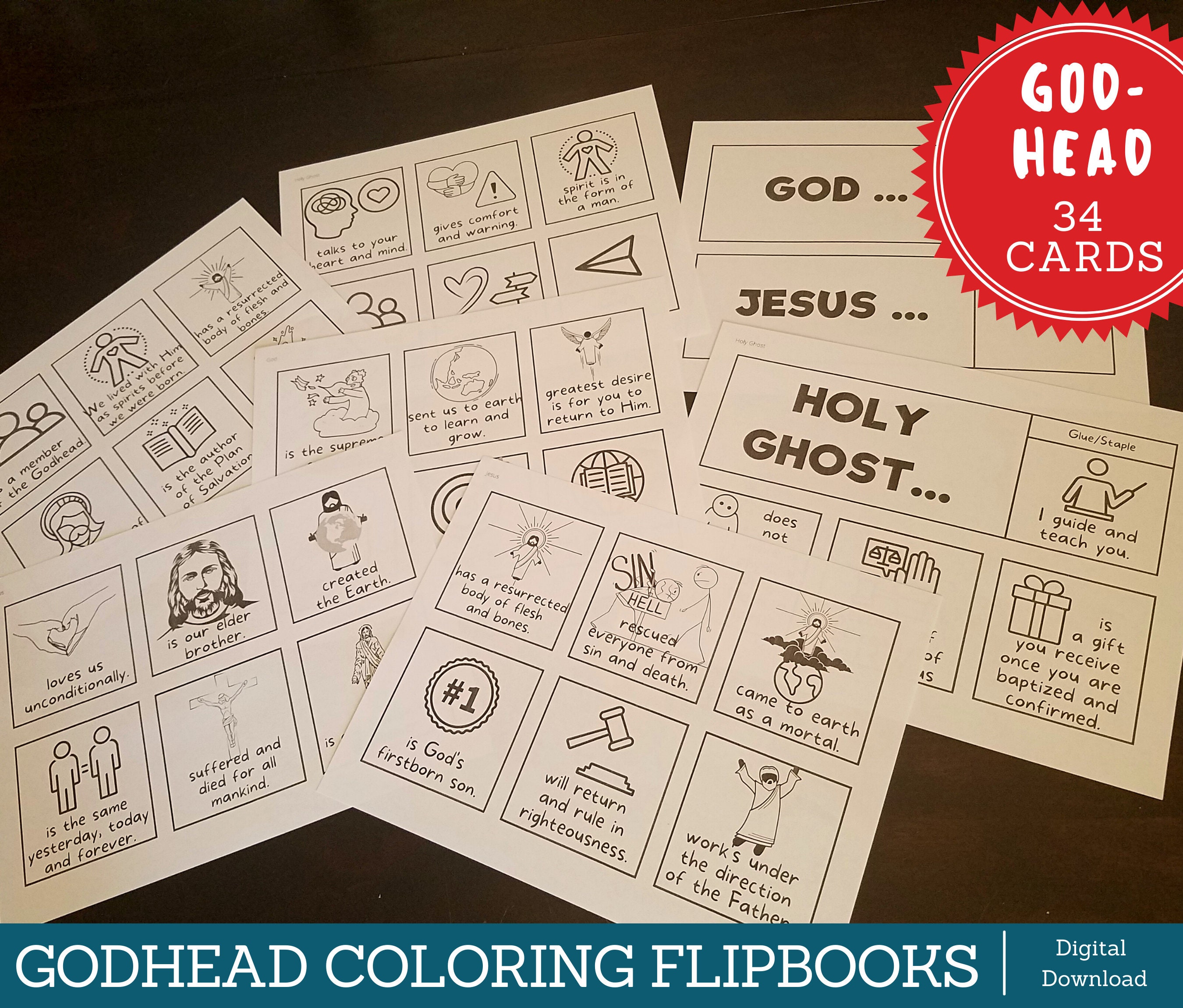 Godhead: Jesus, Heavenly Father God, Holy Ghost Coloring Flipbook | LDS ...