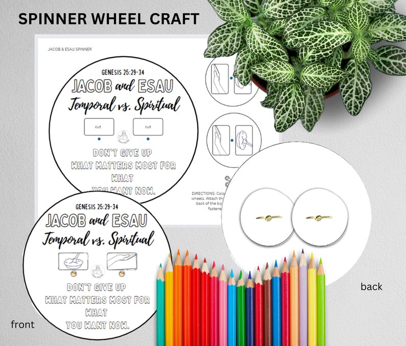 Jacob and Esau Bible Coloring Spinner Wheel & Coloring Lesson Page ...