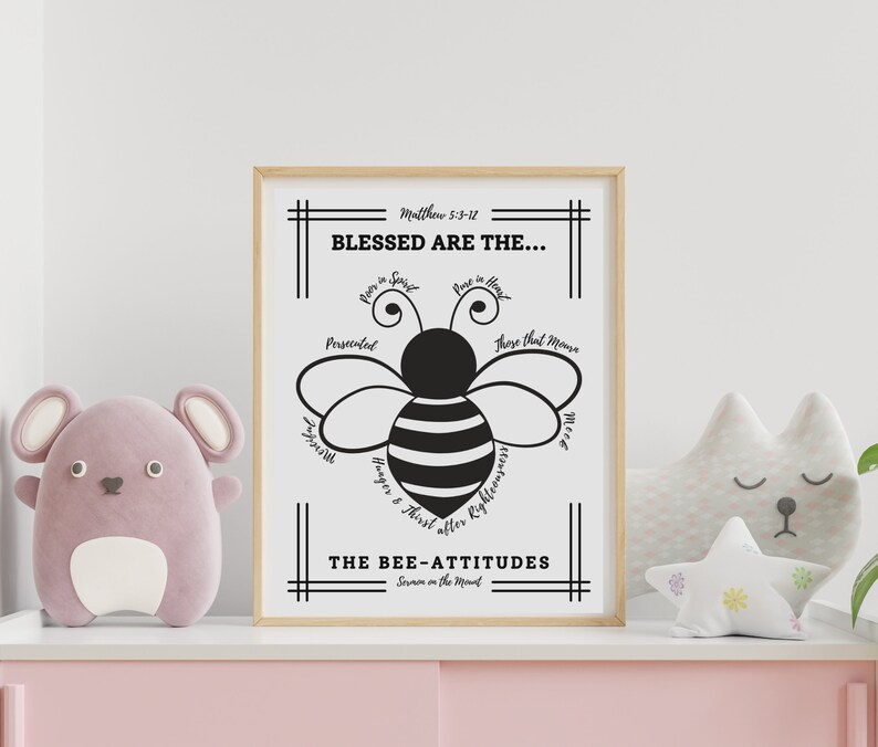 The Beatitudes Bee Picture Wall Display Sermon on the Mount - Etsy