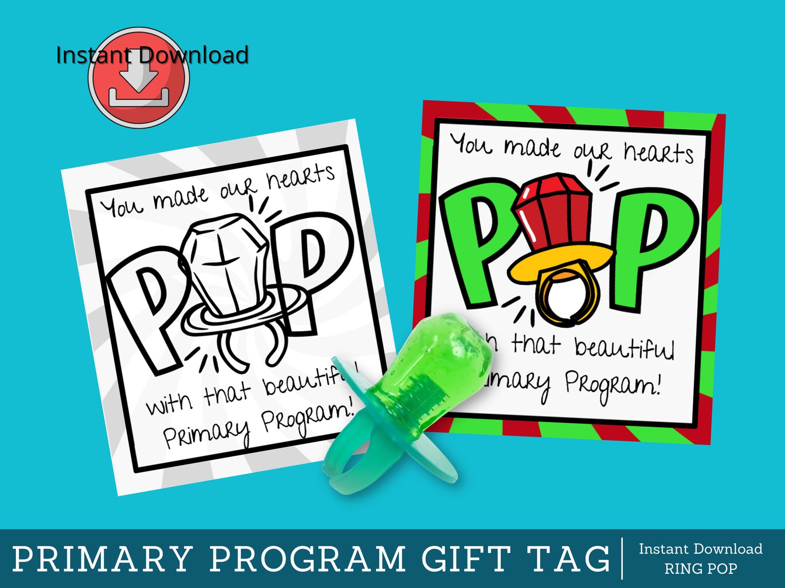 LDS Primary Program Ring Pop Gift Tag Digital Download Lds - Etsy