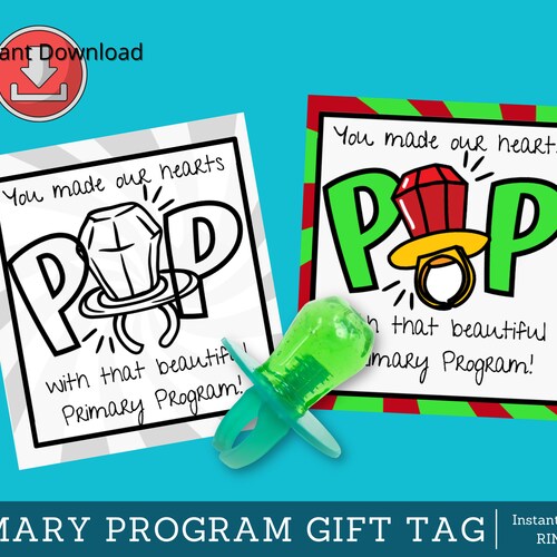 LDS Primary Program Ring Pop Gift Tag Digital Download Lds - Etsy