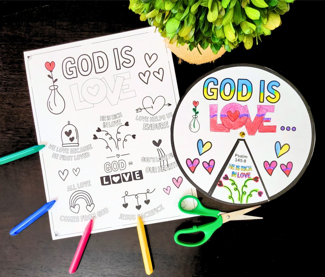 God is Love Spinner Wheel Craft & Coloring Page - Kids Bible Printables ...