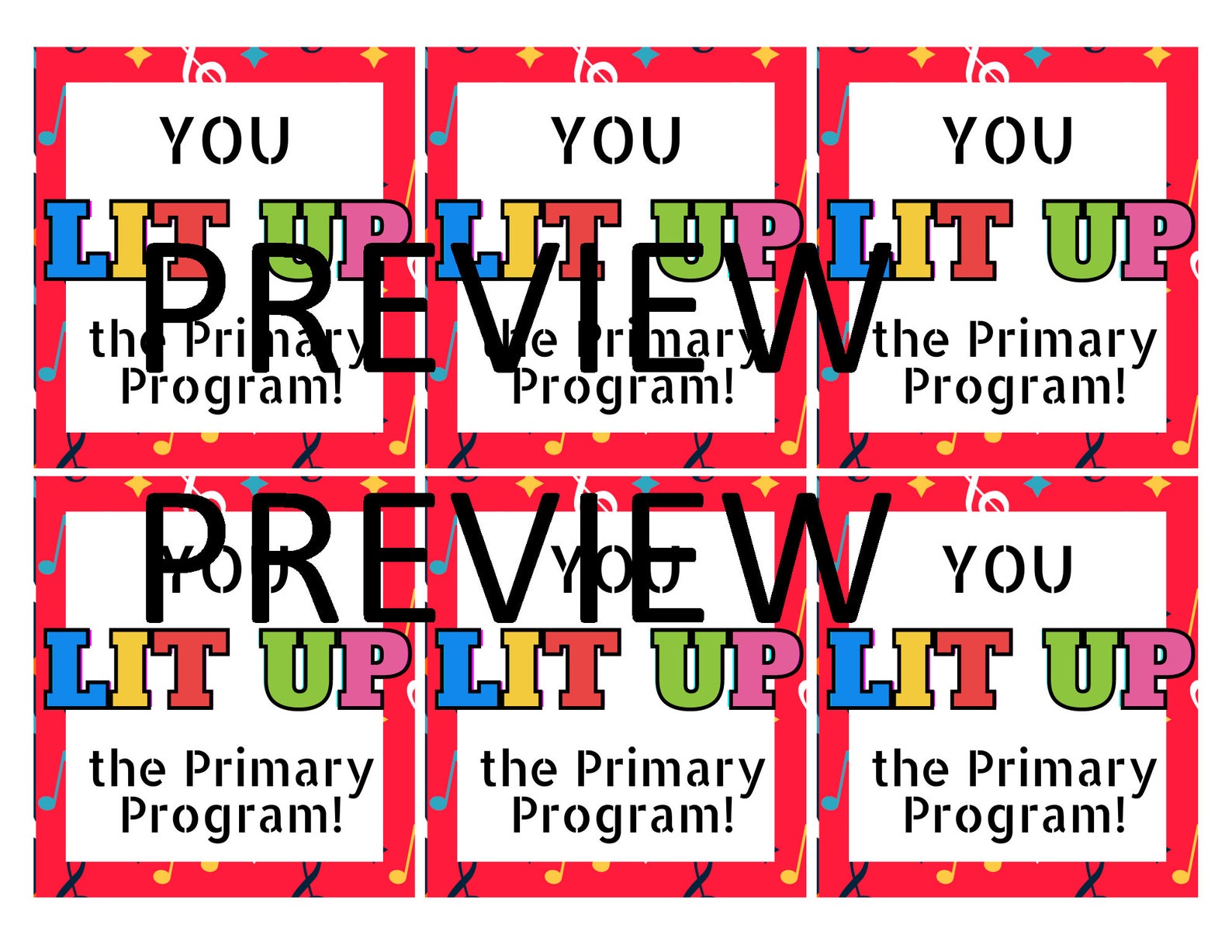 LDS Primary Program Gift Tags: "you Lit up the Primary Program ...