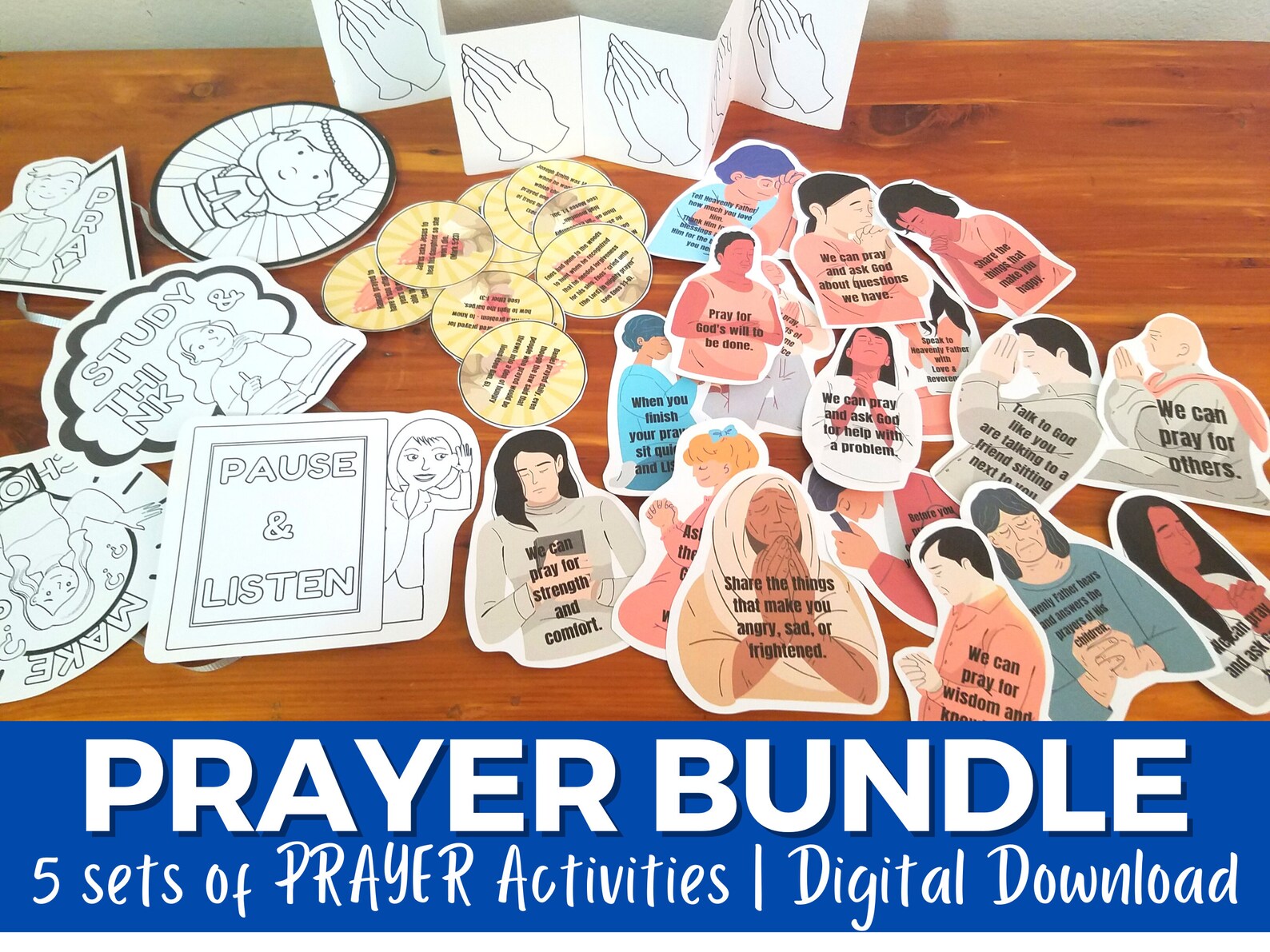 PRAYER Bundle: Praying People. Prayer Hands Circles, Coloring, Steps ...