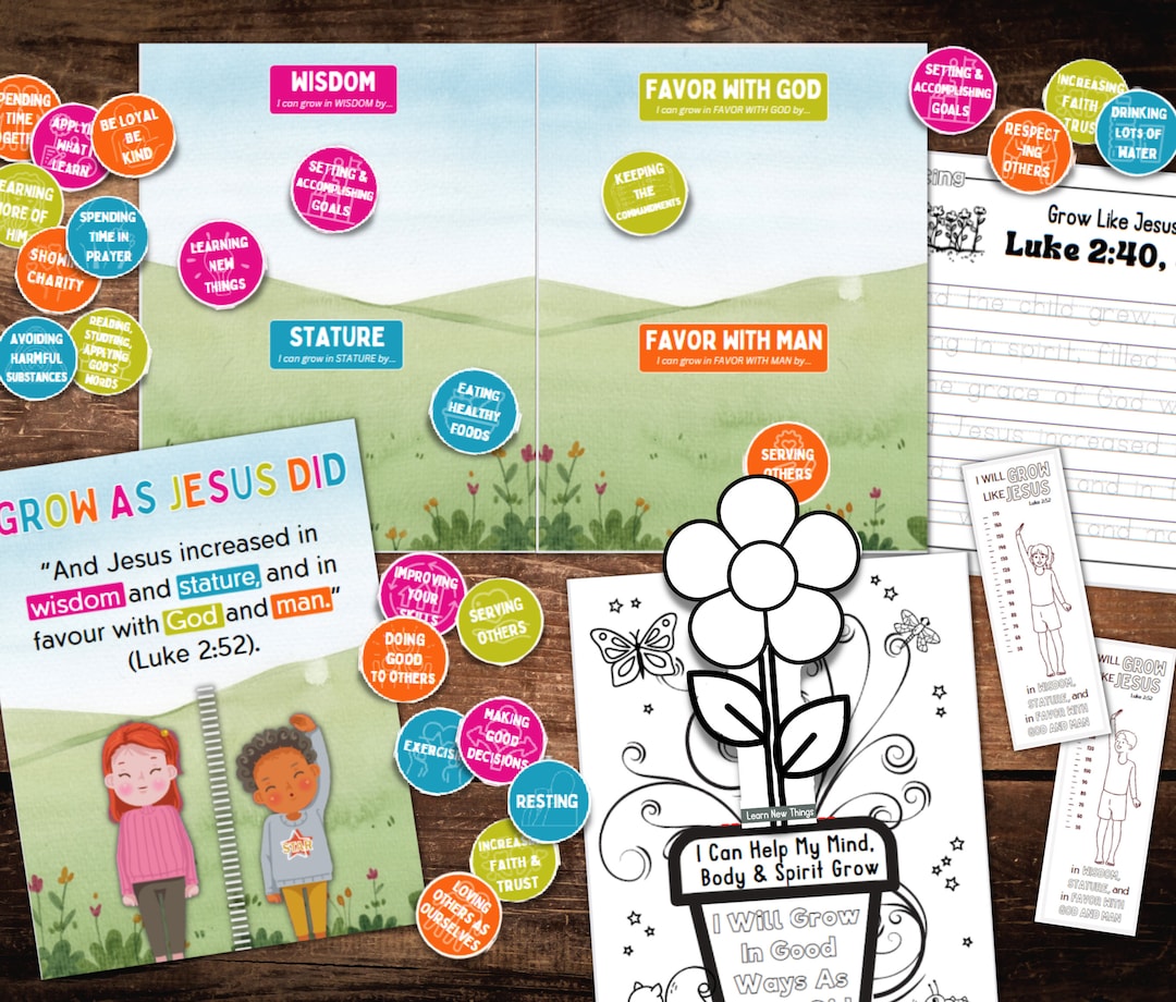 Luke 2: 52 Jesus Grew in Wisdom Bible Bundle | Folder Game Match ...
