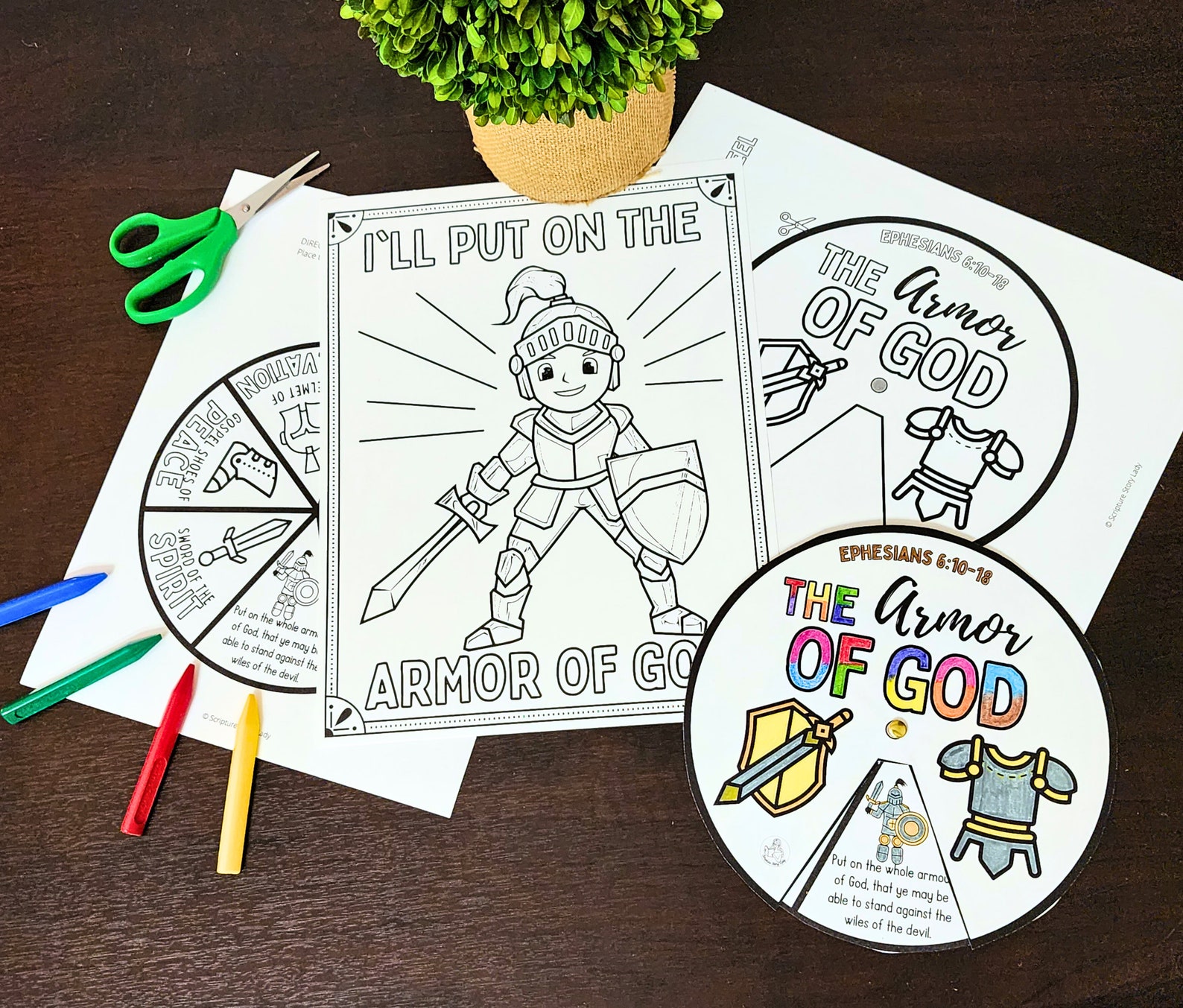 Armor of God Ephesians 6 Spinner Wheel and Coloring Page Kids Bible ...