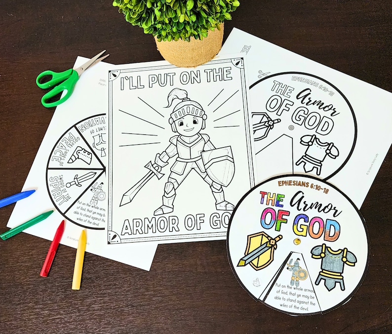 Armor of God Ephesians 6 Spinner Wheel and Coloring Page - Kids Bible ...