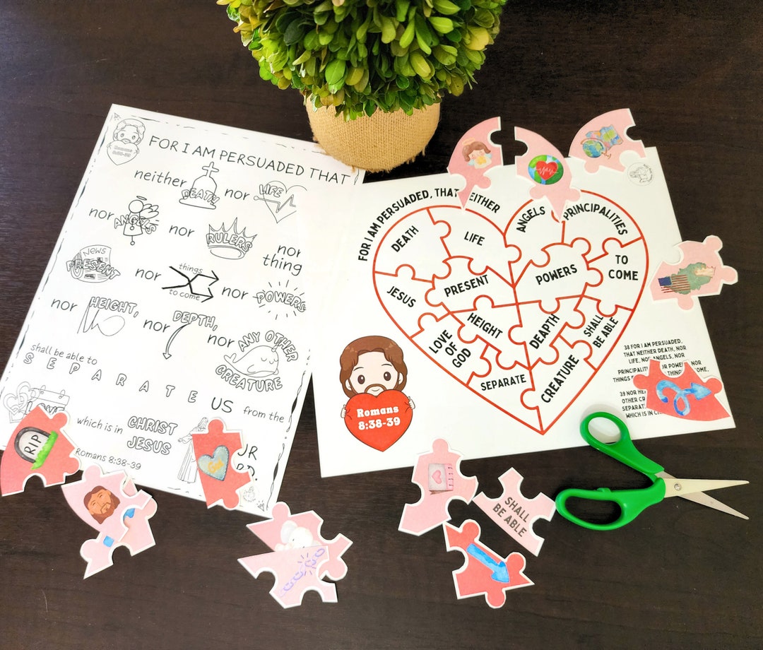 Imprimibles de la Biblia para niños Romanos 8:38-39 Rompecabezas de ...