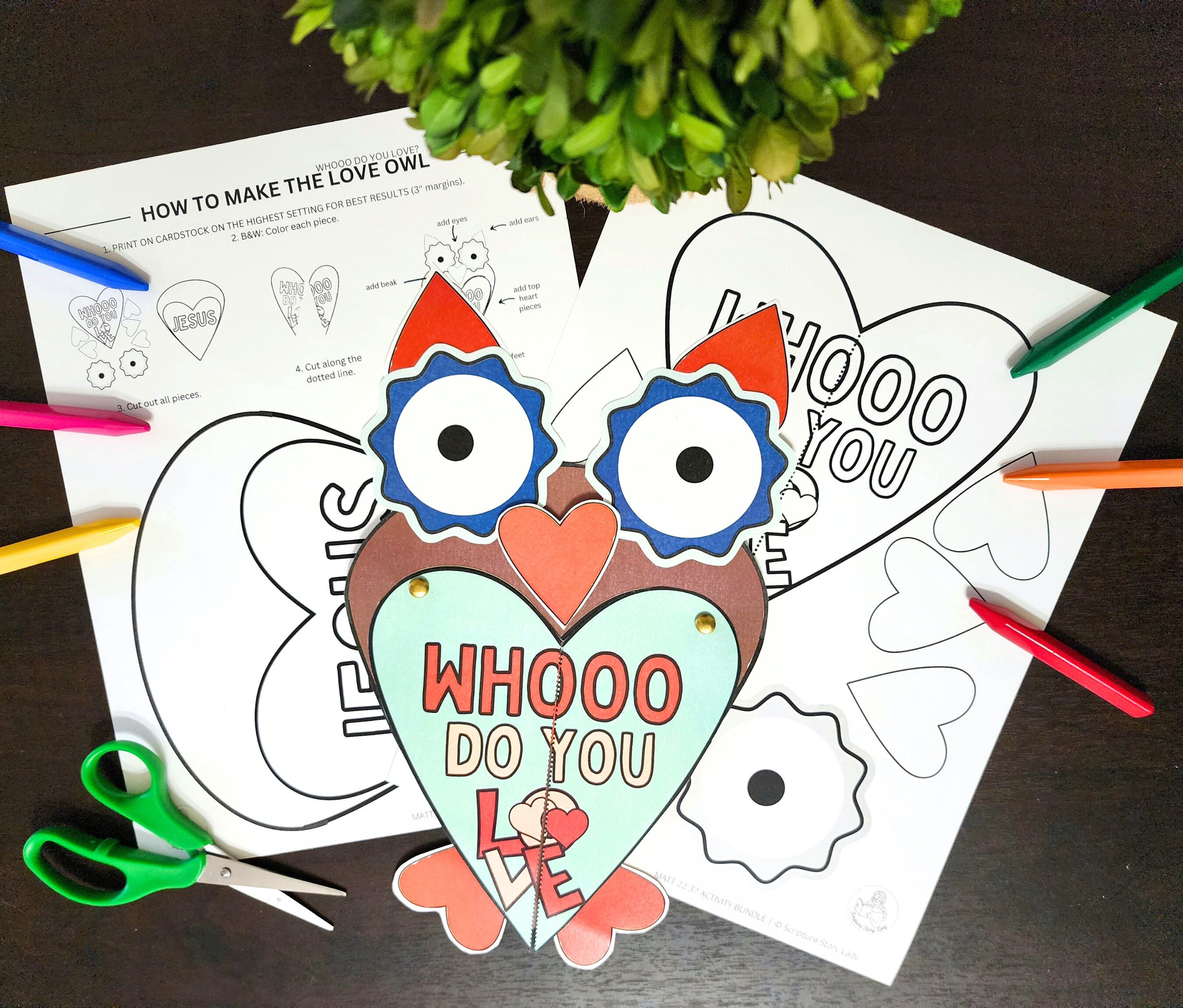 Bible Valentine Owl Craft Whooo Do You Love Kids Bible Coloring Craft ...