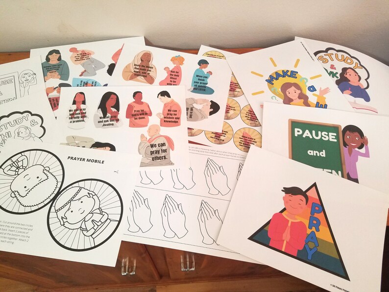 PRAYER Bundle: Praying People. Prayer Hands Circles, Coloring, Steps ...