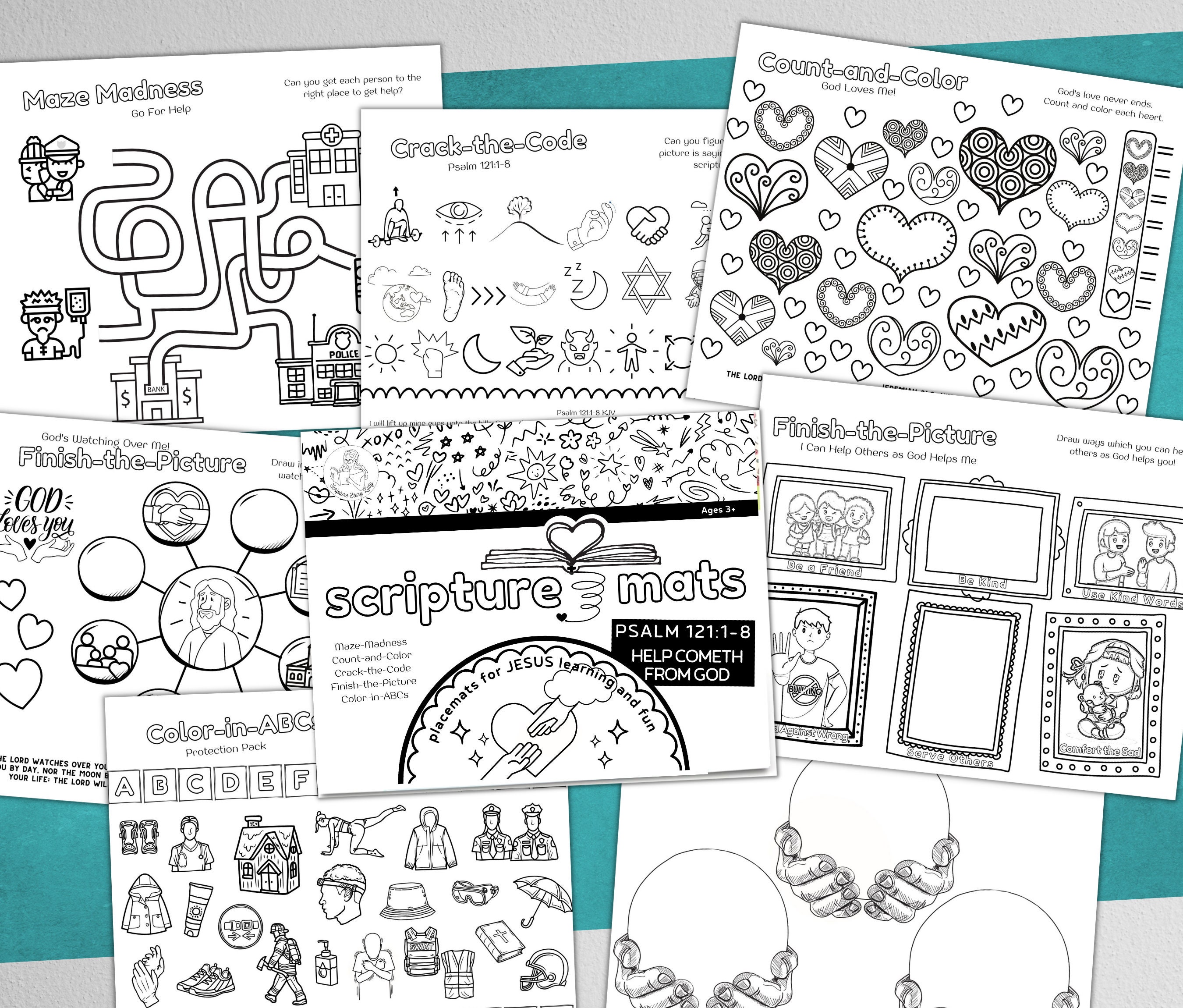 Psalm 121: 1-8 8 Scripture Activity Place Mats God Watches - Etsy