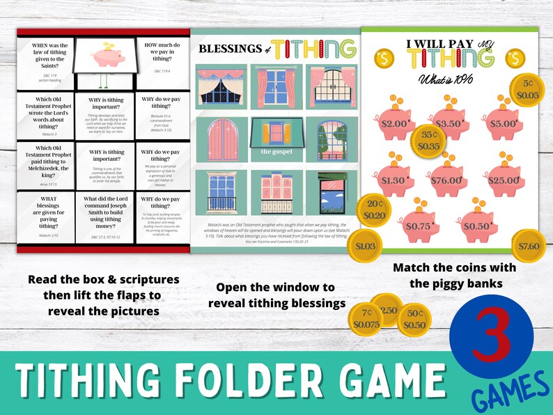 Tithing Kids Activity Bundle: Folder Game Coloring Tithing - Etsy