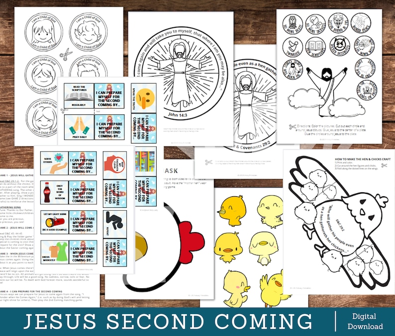 Jesus Second Coming 5 LDS Crafts Games Bundle D&C 29 Vs2, John 14 Vs3 ...