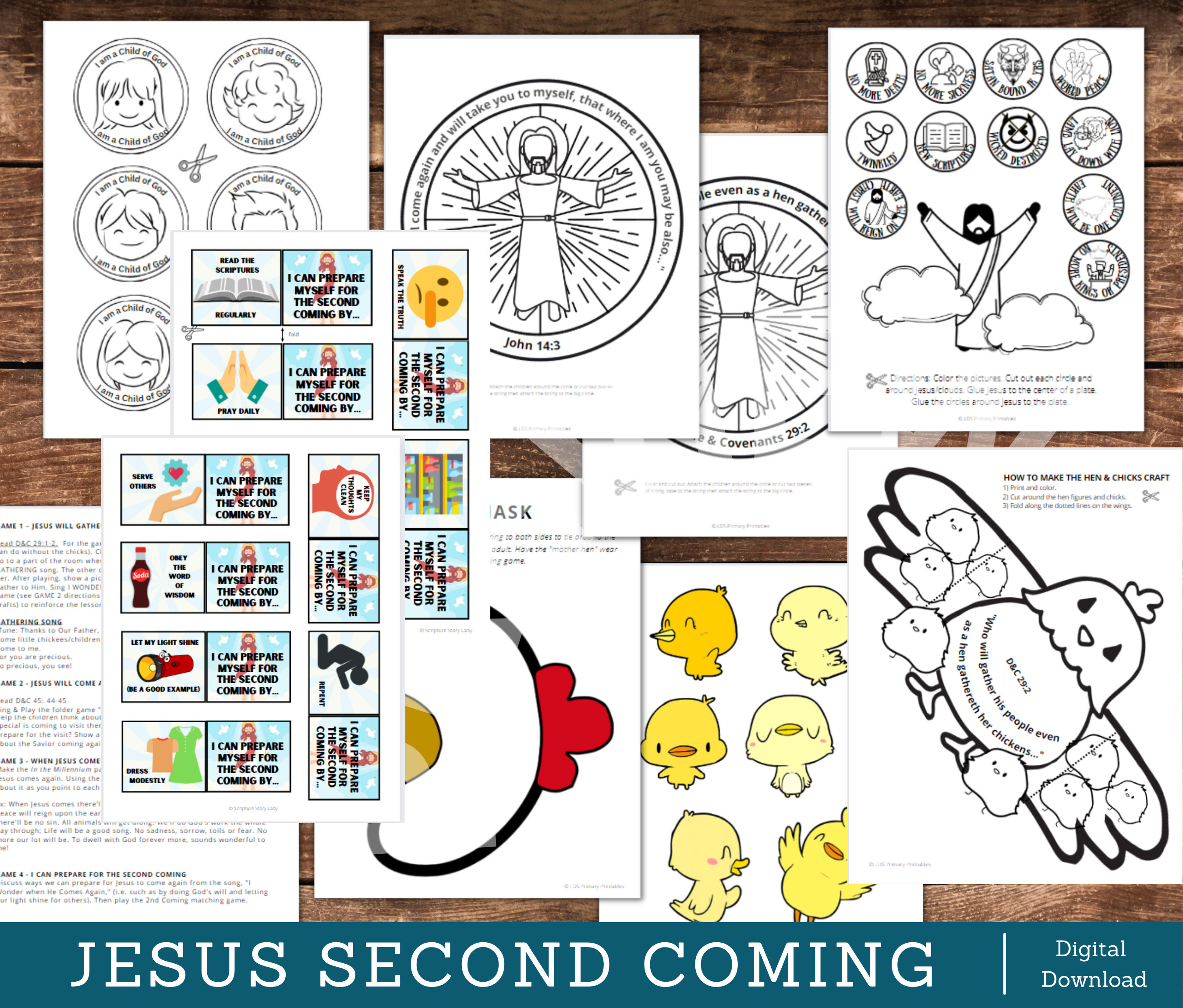 Jesus Second Coming 5 LDS Crafts Games Bundle D&C 29 Vs2, John 14 Vs3 ...