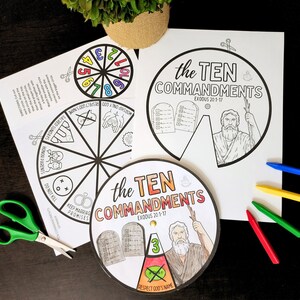 Ten Commandments Exodus Moses Old Testament Coloring Spinner Wheel ...