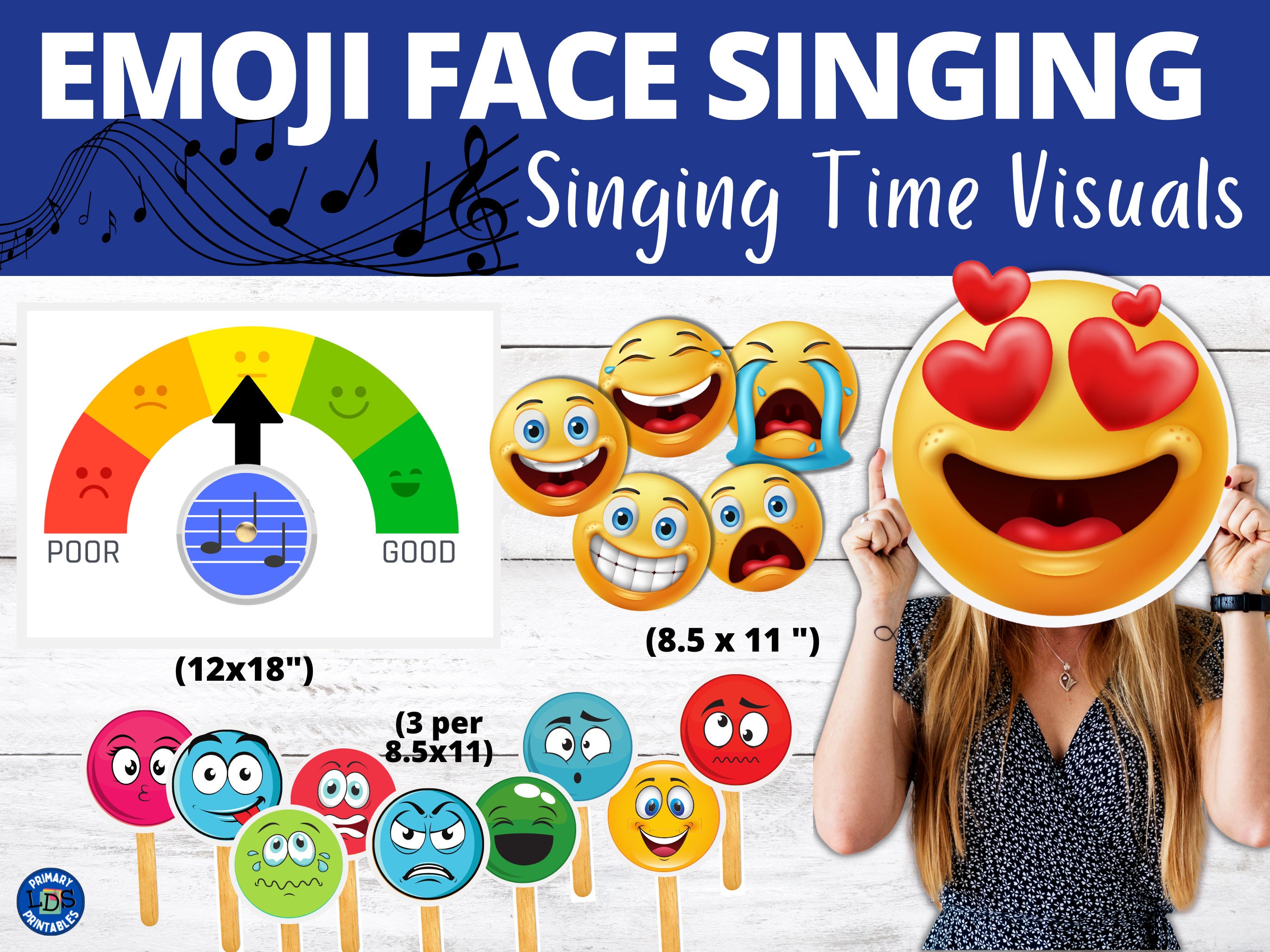 Emoji Singing Time Meter Poster & Emoji Faces Visuals | Etsy