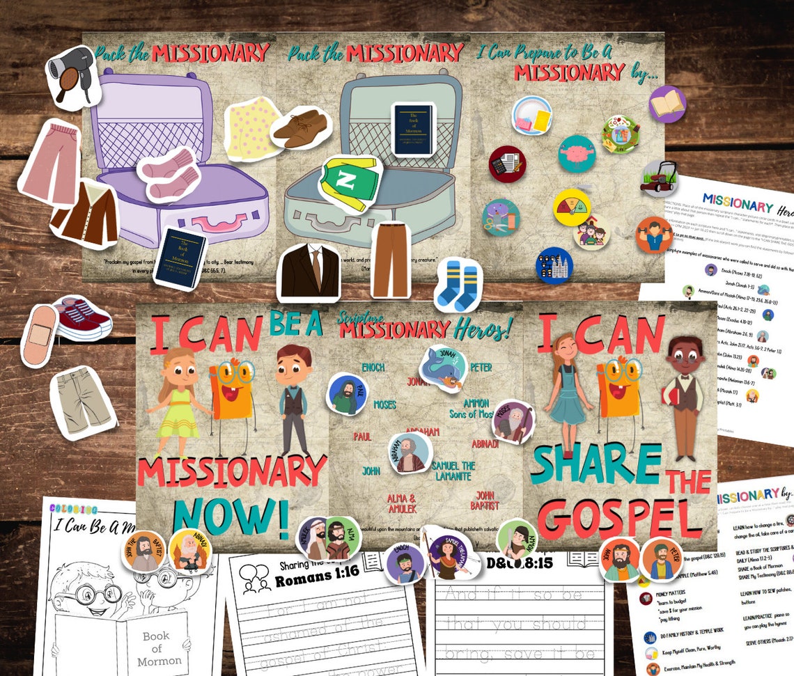 Missionary Activity Bundle: Folder Game, Scripture Trace & Coloring ...