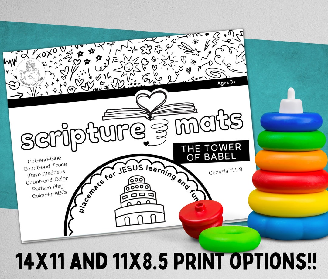 Tower of Babel 8 Scripture Activity Place Mats Genesis 11: 1-9 ...